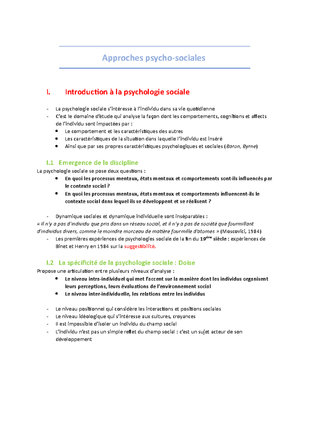 Cours David Authier Psychologie sociale - Approches psycho-sociales I ...