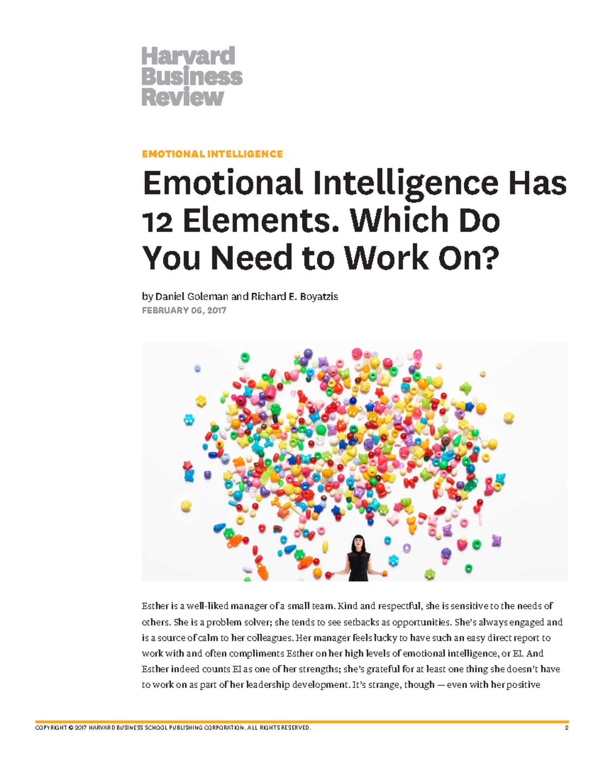 Reading list W1 - EMOTIONAL INTELLIGENCE Emotional Intelligence Has 12 ...