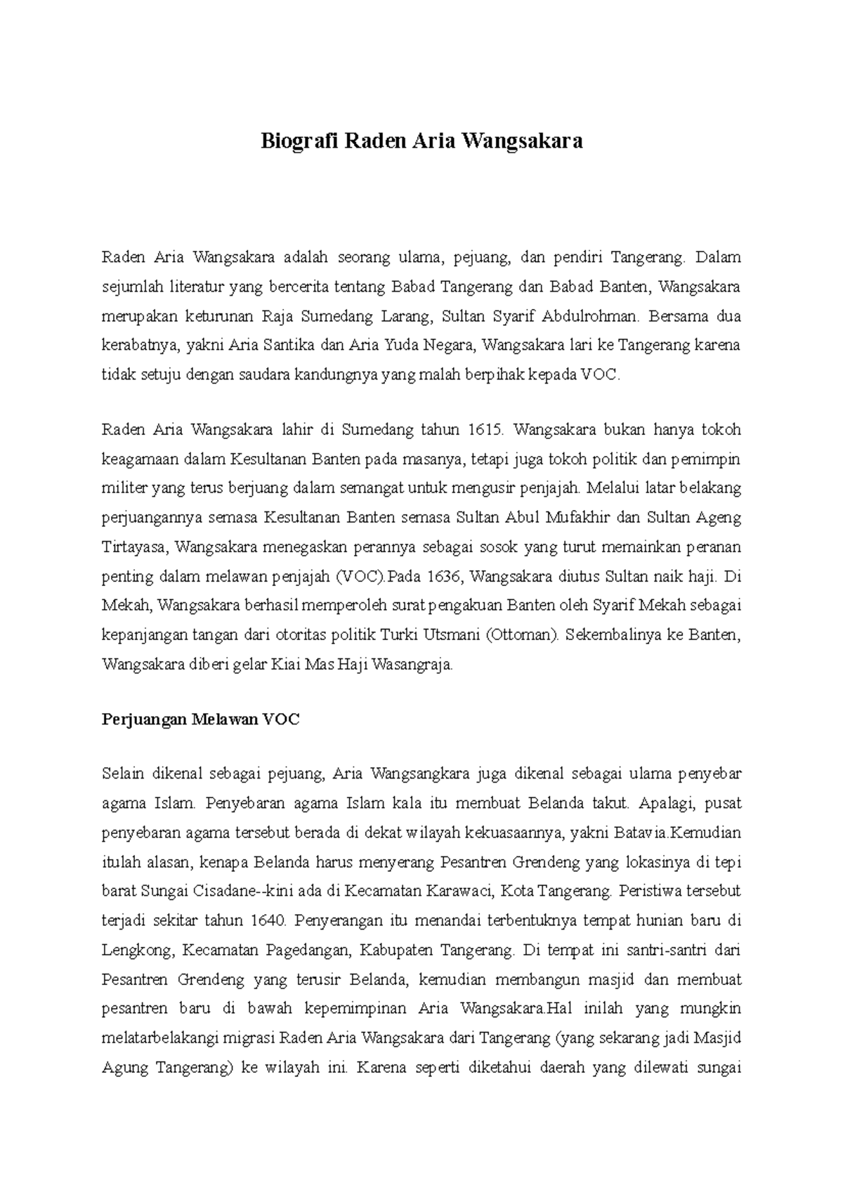 Biografi Raden Aria Wangsakara - Dalam sejumlah literatur yang bercerita tentang Babad Tangerang ...