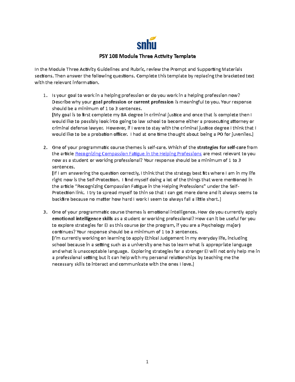 Week 3 Activity Template - PSY 108 Module Three Activity Template In ...