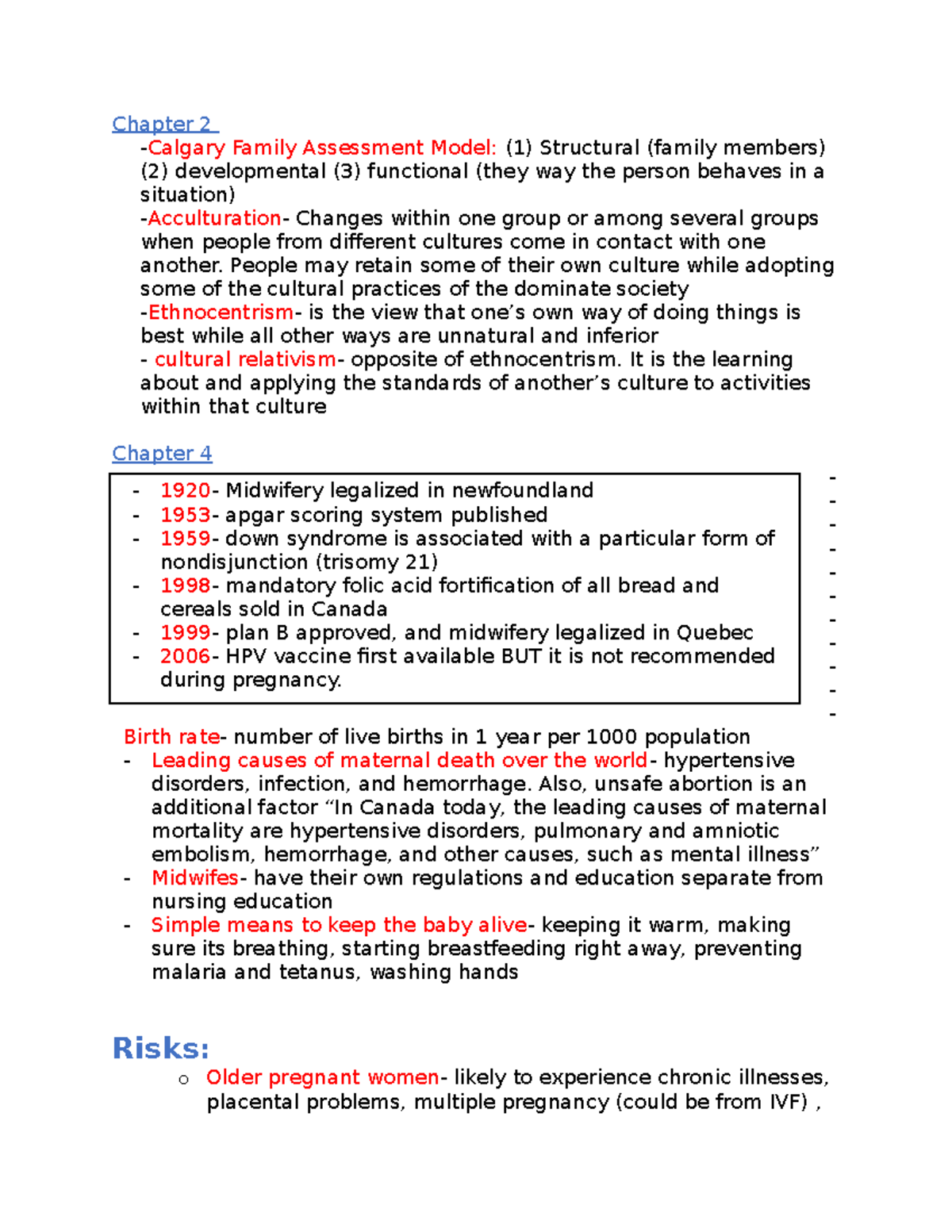 Peds and mat notes 2020 - Chapter 2 - Calgary Family Assessment Model ...