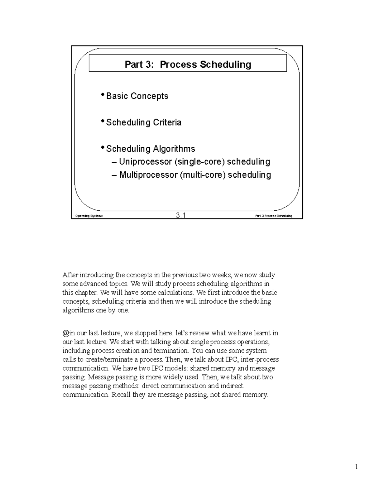 Part3 (CPU Scheduling) new - ####### Operating Systems 3 Part 3 Process Scheduling Part 3 ...
