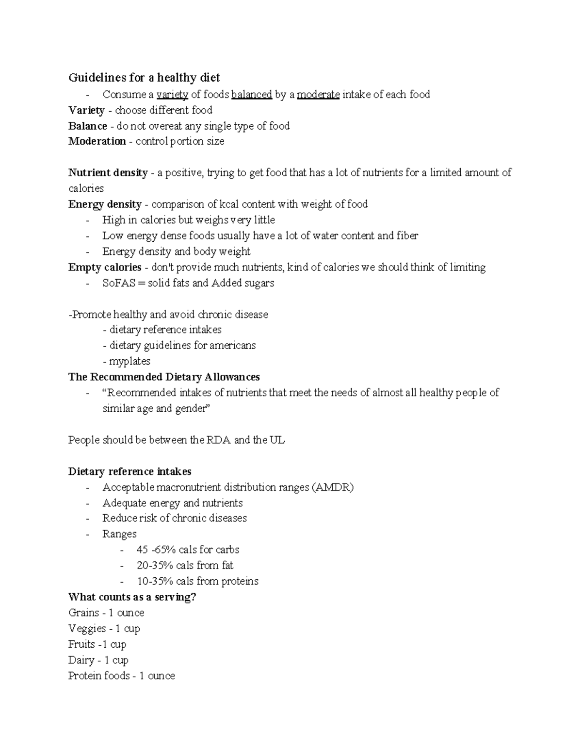 Day 2 - 1 24 17 - In Class notes - Guidelines for a healthy diet ...