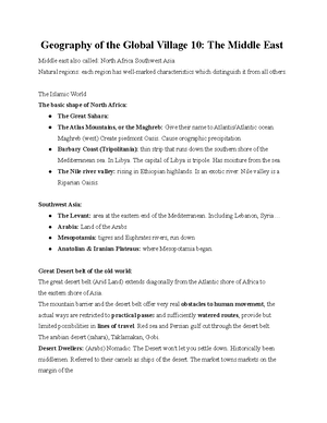 GEOG Lecture 9 - Jonathan smith - Geography of the Global Village 9 ...