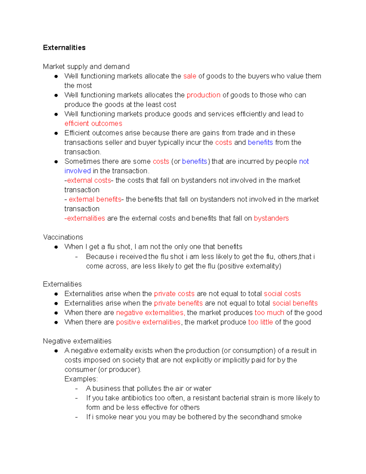 Micro chapter 10 externalities notes - Externalities Market supply and ...