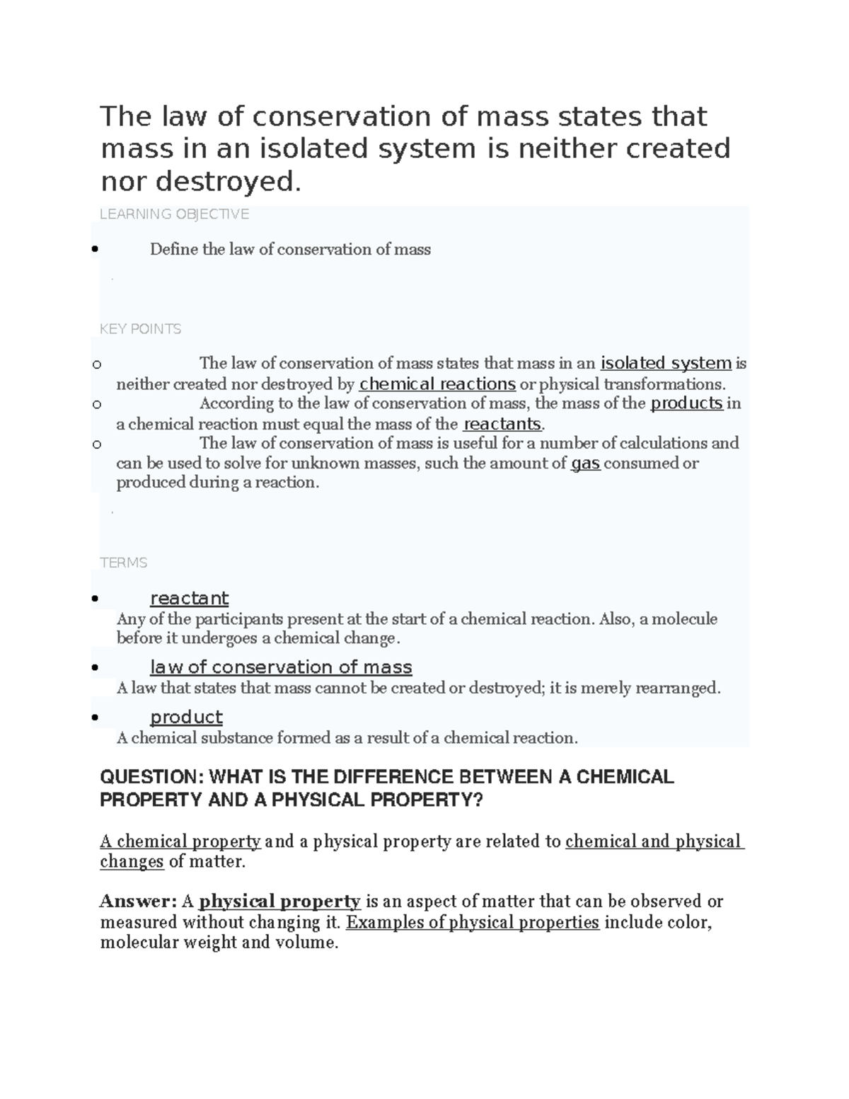 balancing chemistry equations - The law of conservation of mass states ...