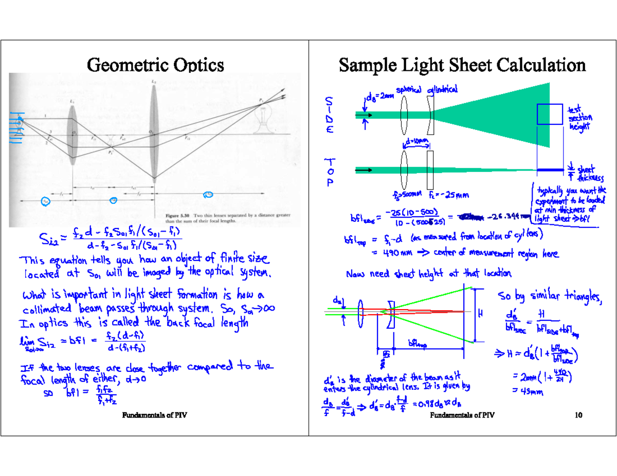 Lightsheetcalculations - Geometric Optics Siv So2 4 wy 5, as Og Figure ...