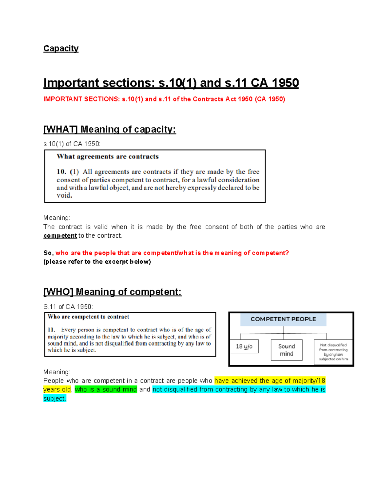 Contracts - Lecture Notes - Capacity - Capacity Important sections: s(1 ...