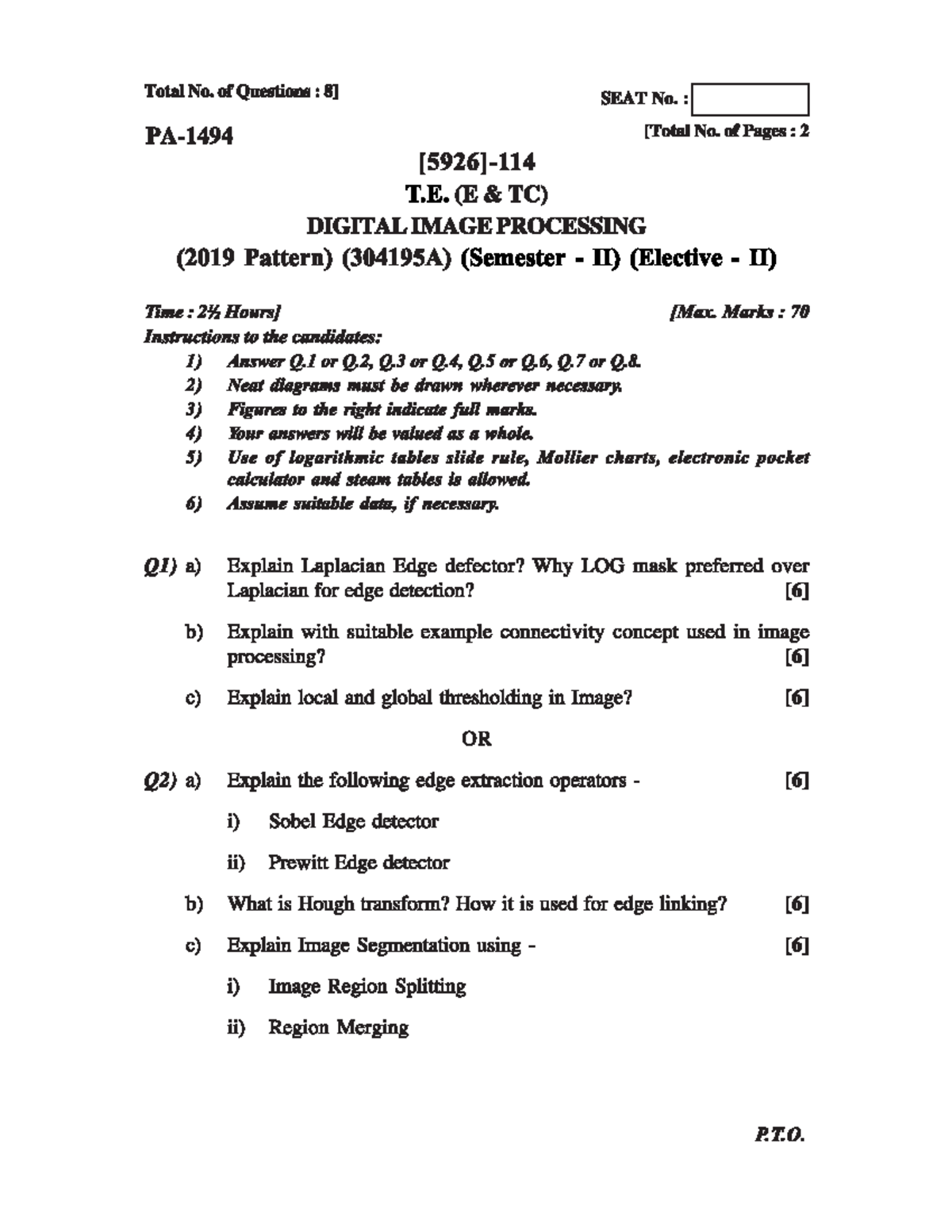 Dip1 - PYQ - Electronics and Telecommunication Engeenering - Studocu