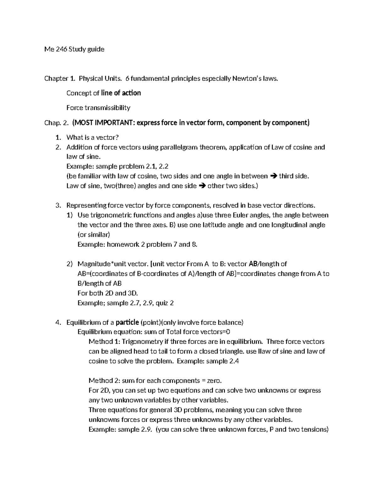 Me 246 Study guide - Me 246 Study guide Chapter 1. Physical Units. 6 ...