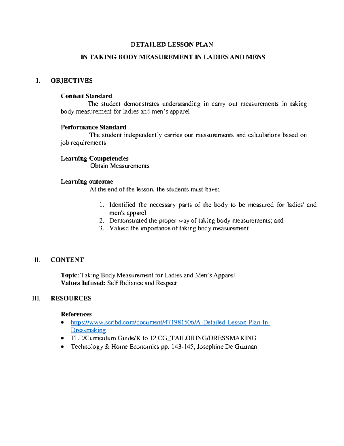 Checked- Detailed- Lesson-PLAN-IN- Taking-BODY- Measurements - DETAILED ...