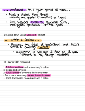ECN 222 Notes 4 - II. What is GDP? " Gross Domestic Product (GDP) is ...