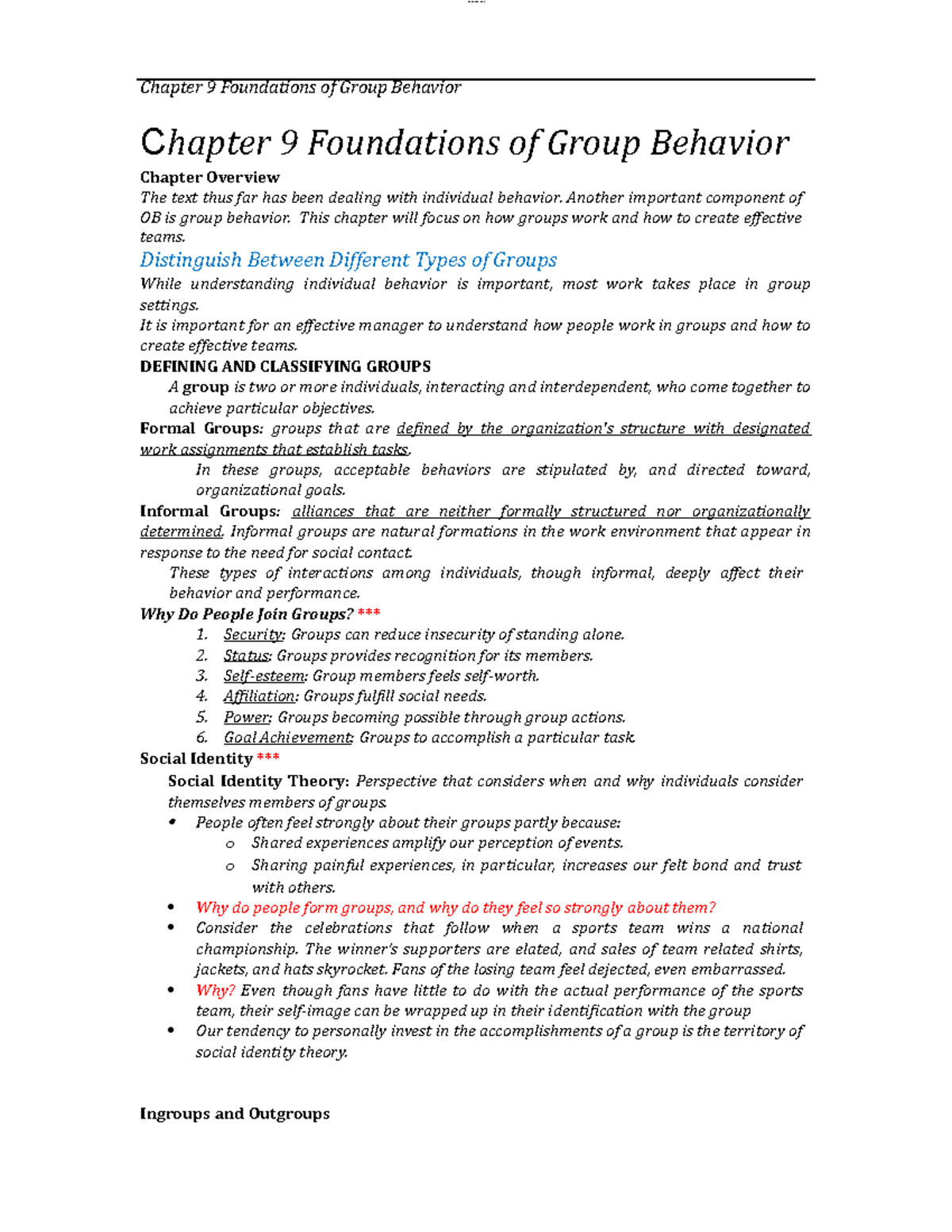 Ch-09 - Chapter 9 - Chapter 9 Foundations of Group Behavior Chapter 9 ...