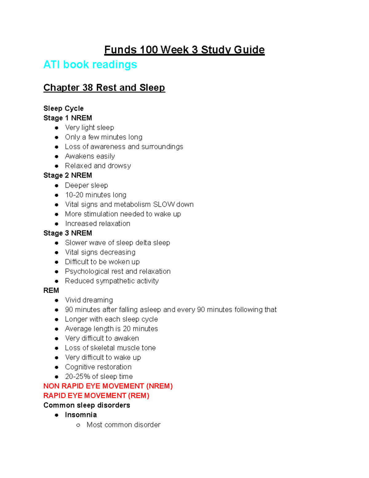 Funds 100 Study Guide week 3 - Funds 100 Week 3 Study Guide ATI book ...