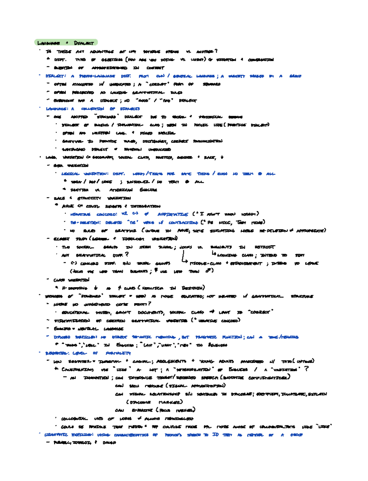 LING1 Week 2 - Lecture Notes - Torrence - LANGUAGEa Dialect Is THERE ...