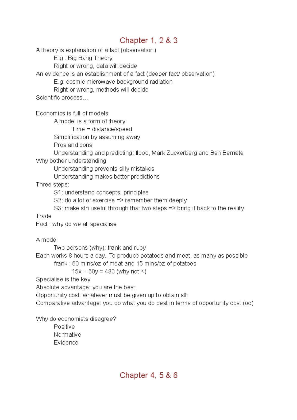 Principles of Economics - Chapter 1, 2 & 3 A theory is explanation of a ...