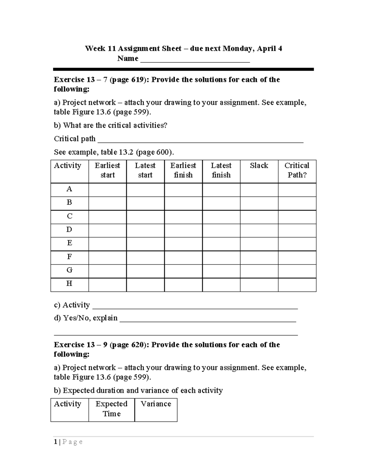 Week 11 assignment sheet - 1 | Page Week 11 Assignment Sheet – due next ...