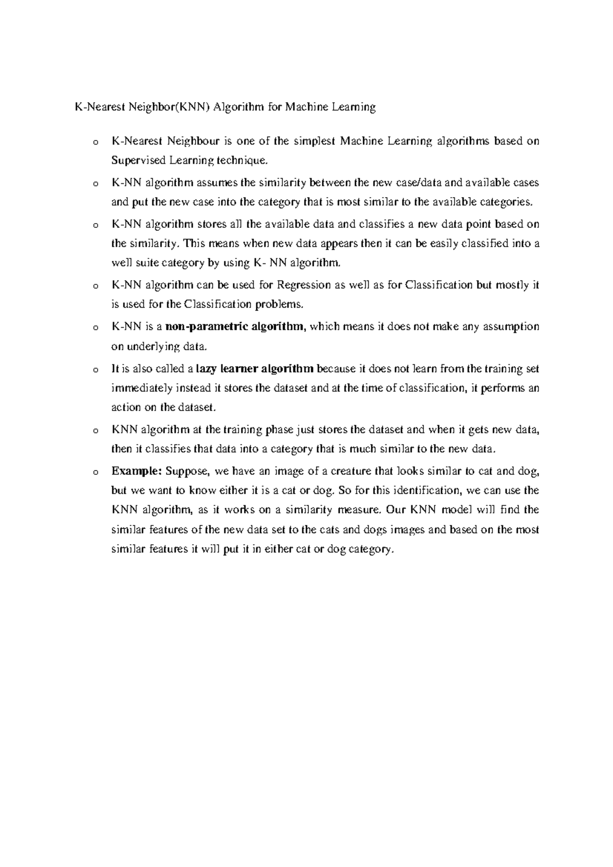 Knn - K-Nearest Neighbor(KNN) Algorithm for Machine Learning o K ...