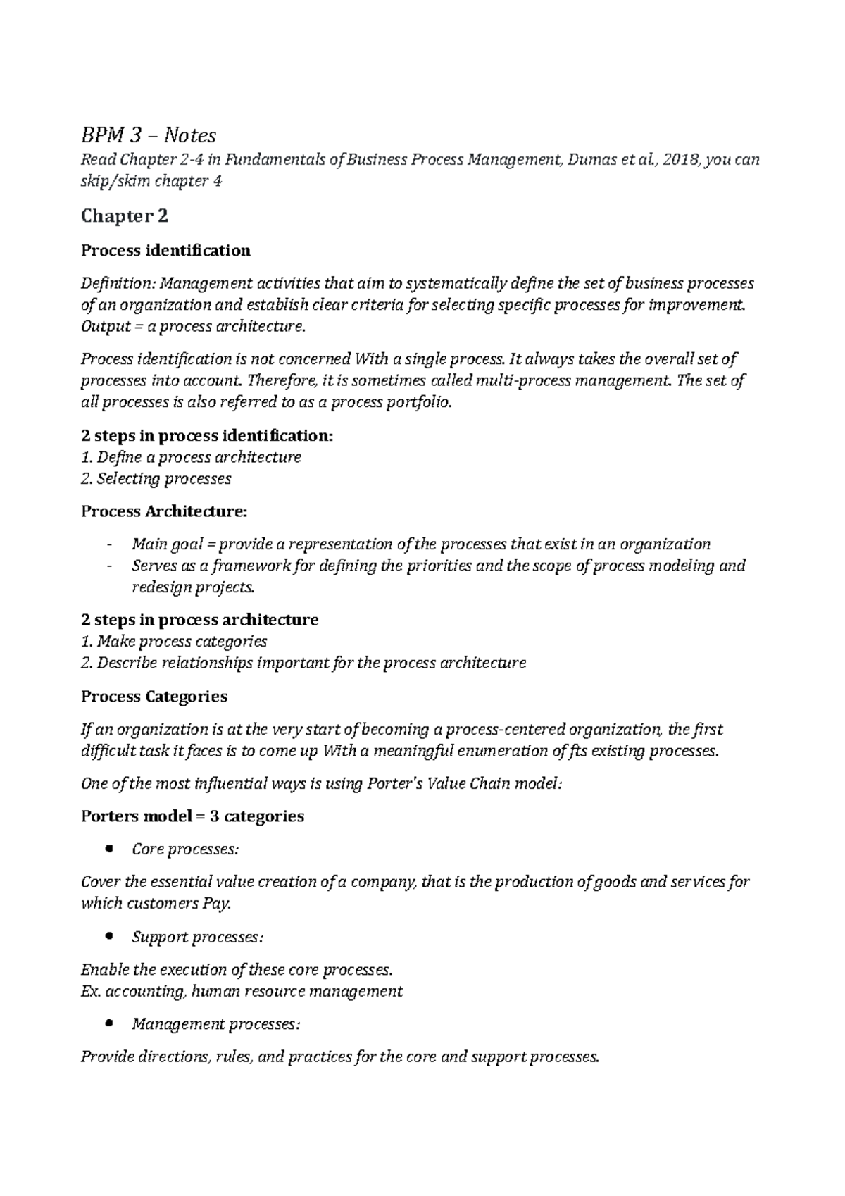 BPM 3 - Notes (Process Identification and BPMN) - Forretningsprocesser ...