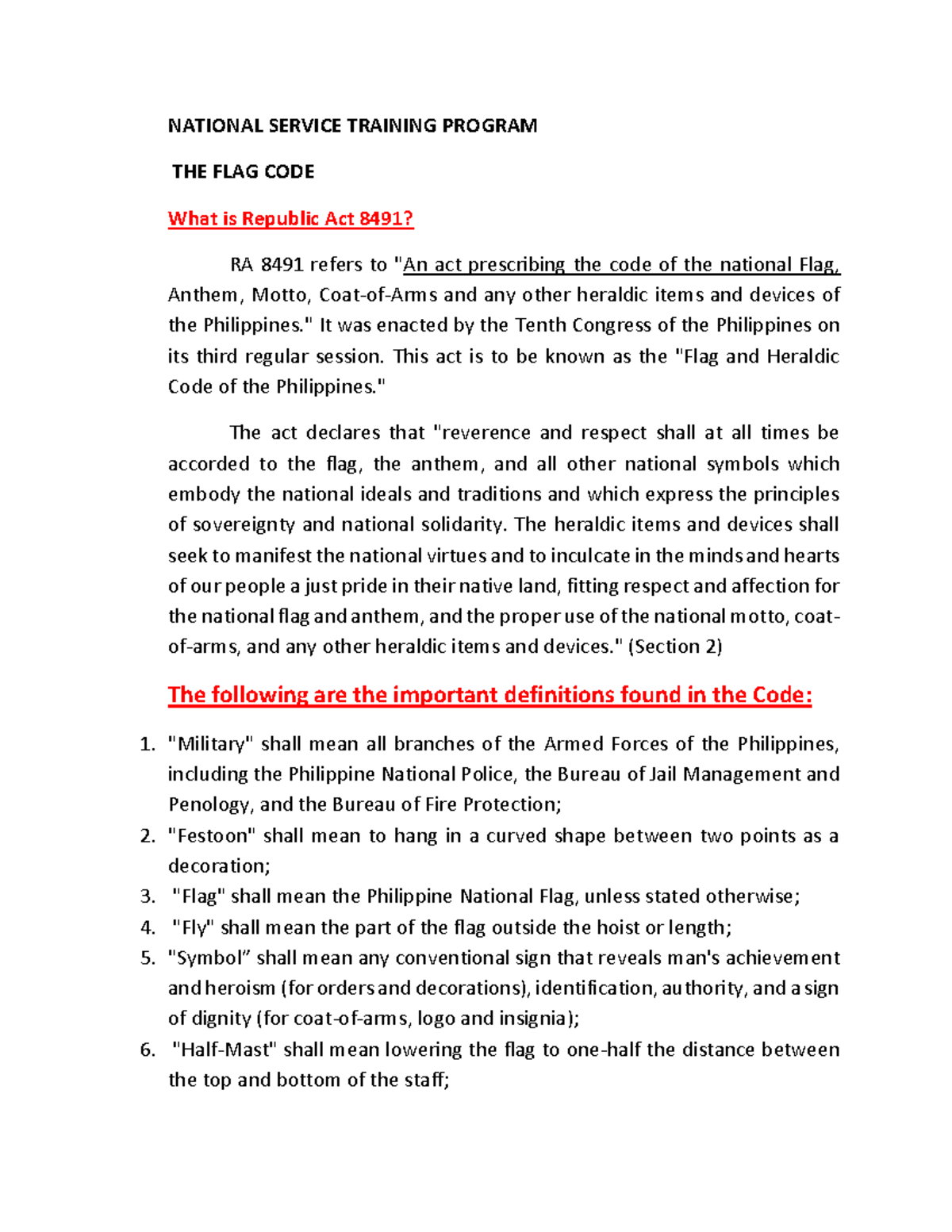 Discussion-for- National- Service- Training- Program-Part-2. - NATIONAL ...