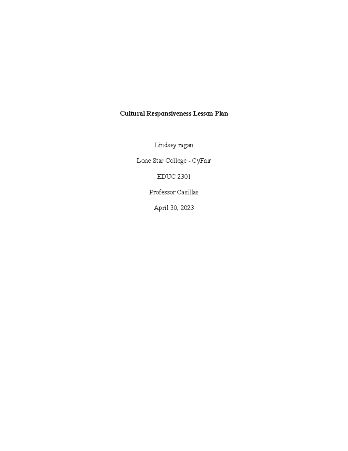 Cultural Responsiveness Lesson Plan Template 2301 - Cultural ...