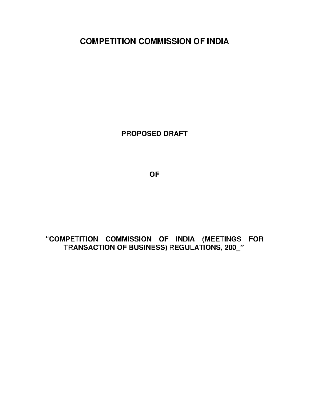 CCI4 - Notes - COMPETITION COMMISSION OF INDIA PROPOSED DRAFT OF ...