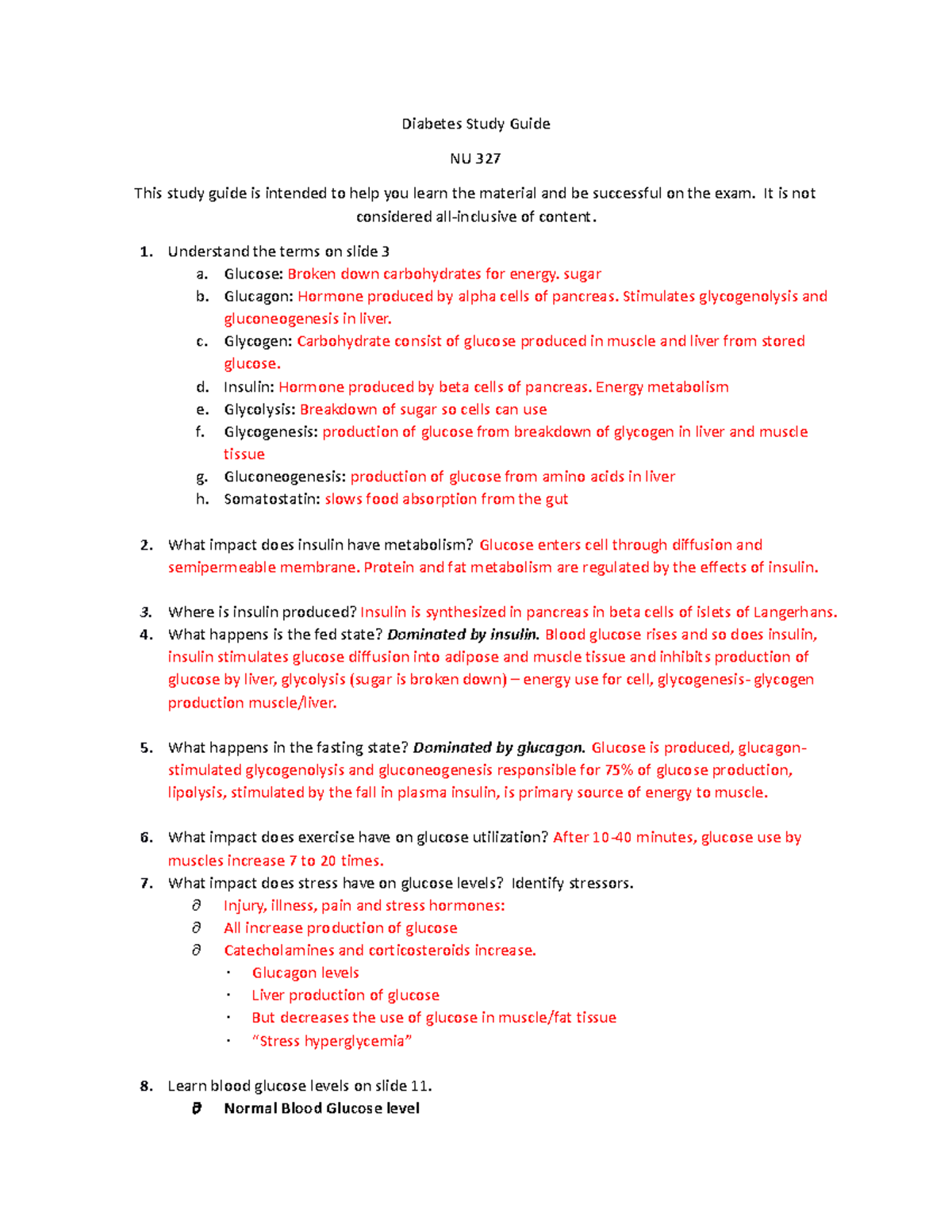 Diabetes Study Guide - Studocu