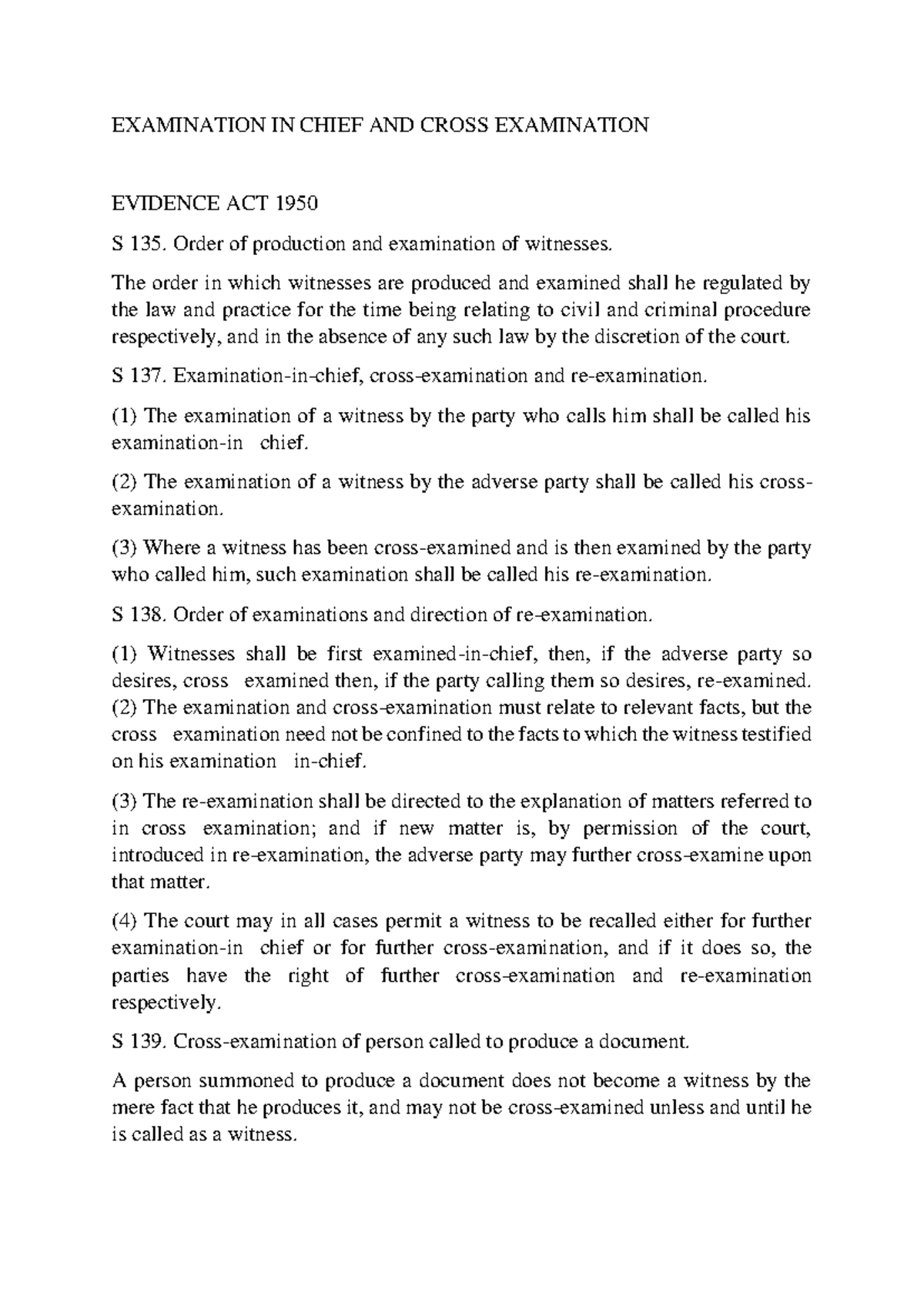 Examination IN Chief, Cross Examination AND Reexamination - EXAMINATION ... Examination IN Chief, Cross Examination AND Reexamination - EXAMINATION ...