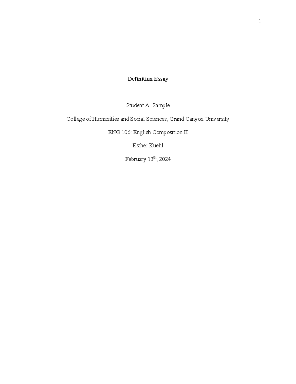 APA guide for essay - Definition Essay Student A. Sample College of ...