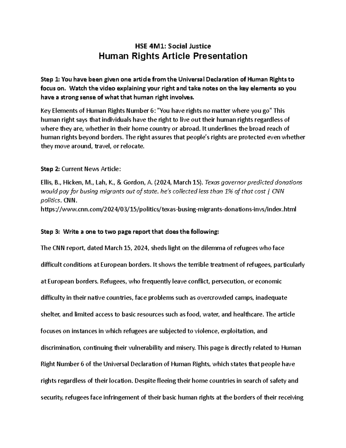 Human Rights Presentation - HSE 4M1: Social Justice Human Rights ...