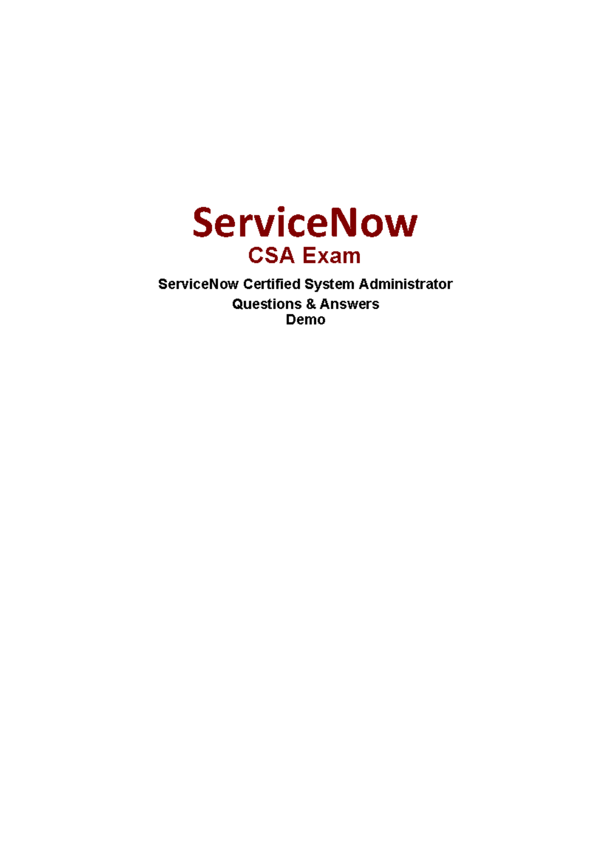 CSA-questions - ServiceNow Certified System Administrator ServiceNow ...