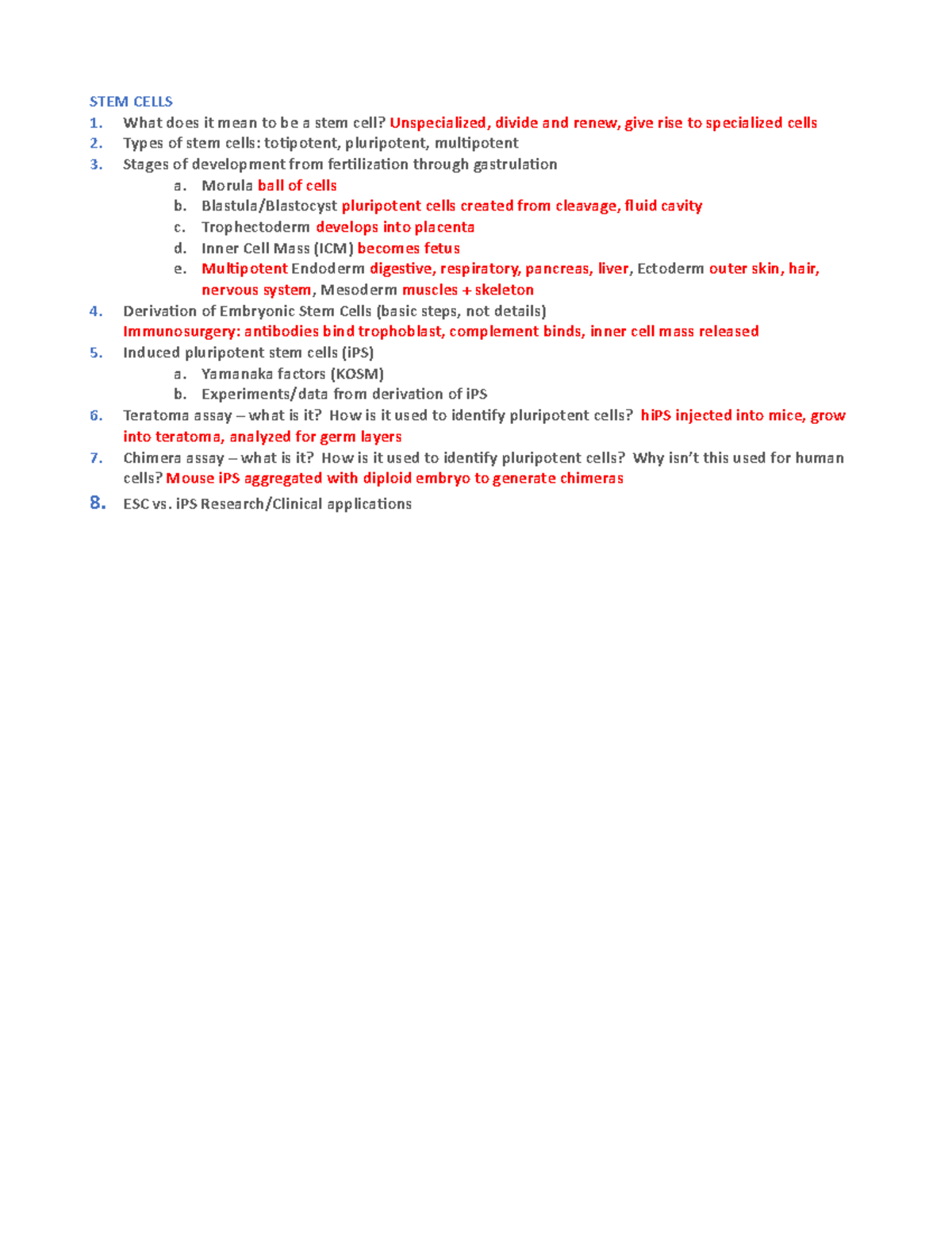 Stem+Cells+study+guide - STEM CELLS 1. What does it mean to be a stem ...