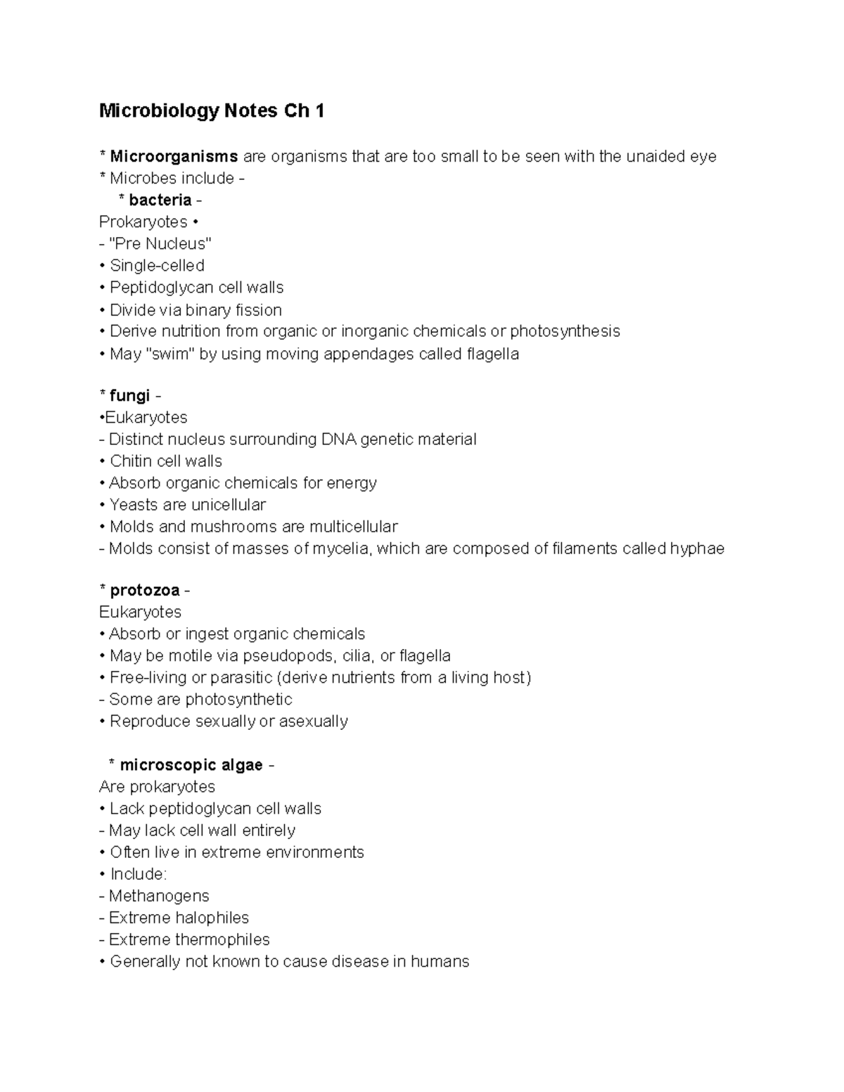 Microbiology Notes Ch 1 - Studocu