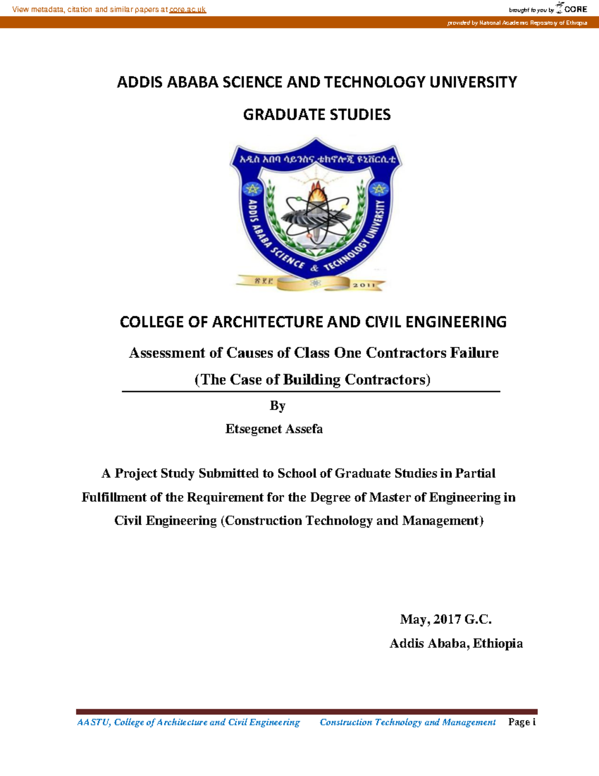 199938868 - research - Assessment of Causes of Class One Building ...