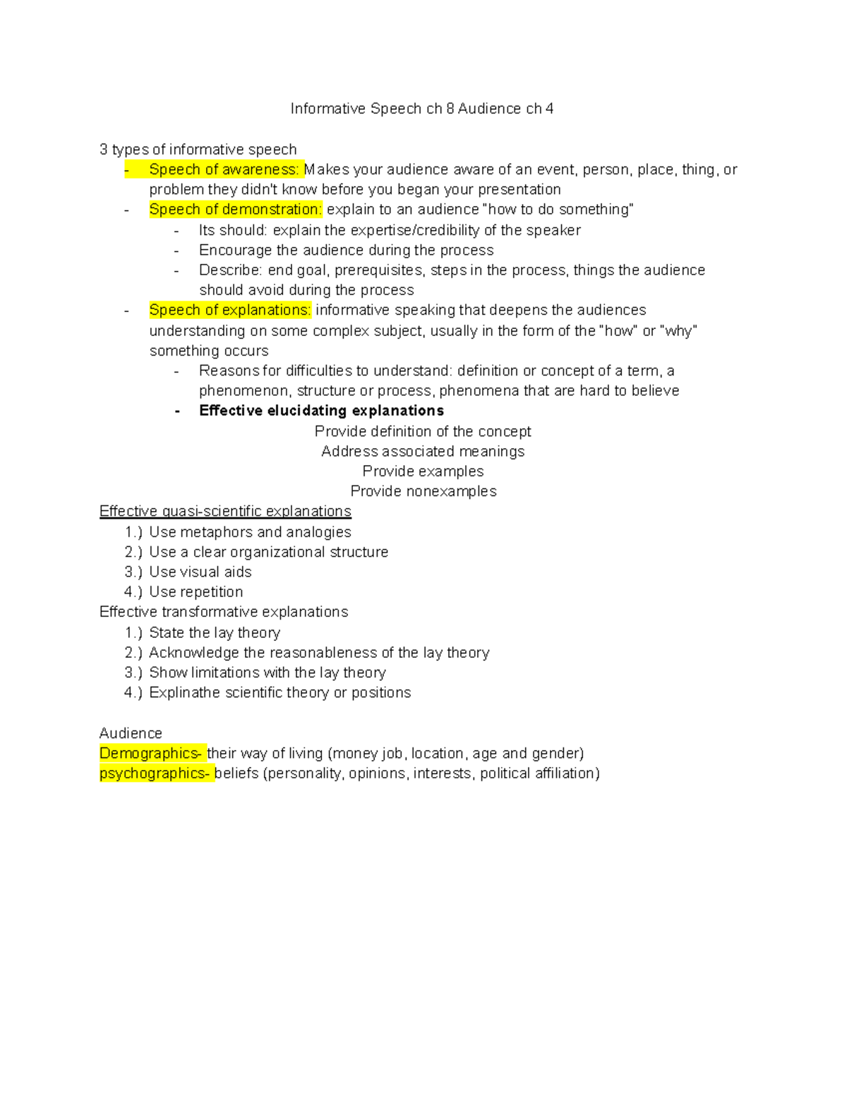 L02 Informative Speach and Audience - Informative Speech ch 8 Audience ...