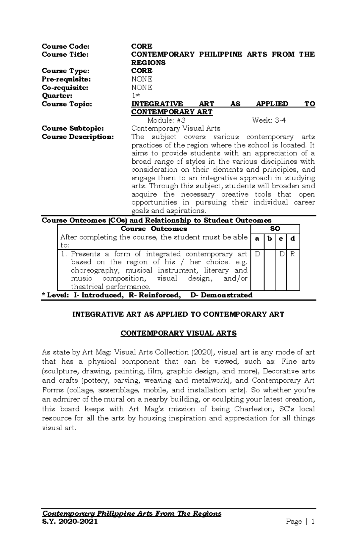 CPAR- Module 3 (WEEK3-4) - Contemporary Philippine Arts From The ...