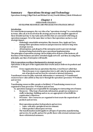 Operations Strategy (Slack and Lewis) - Chapter 1 - Why is operations ...