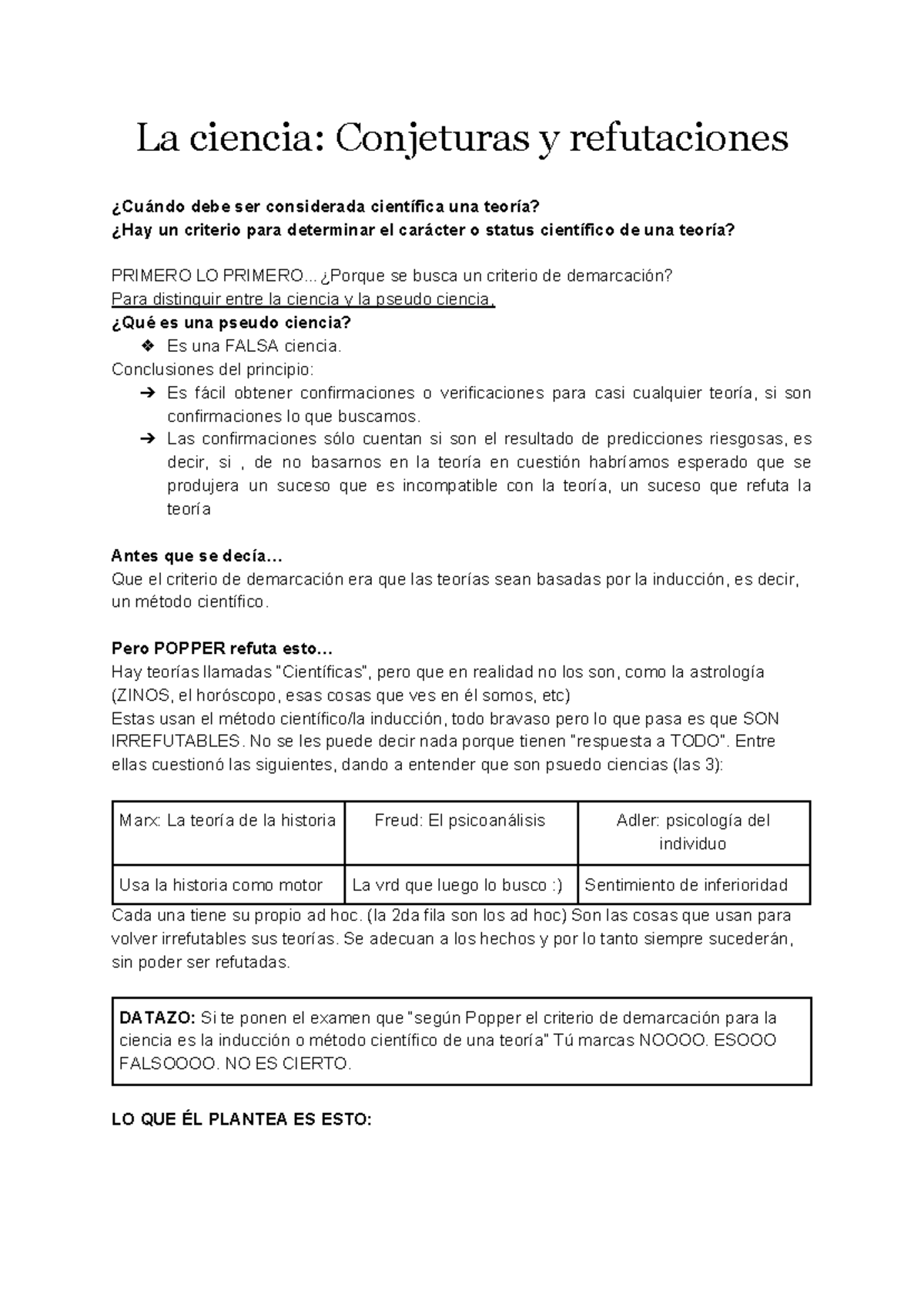 Lectura 4 Conjeturas y refutaciones mell FILO - La ciencia: Conjeturas ...