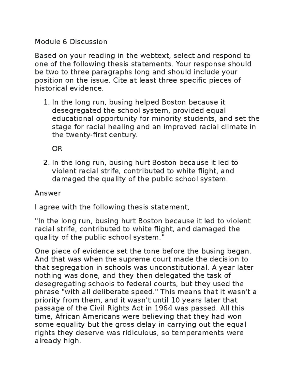 Module 6 Discussion - Module 6 Discussion Based on your reading in the ...