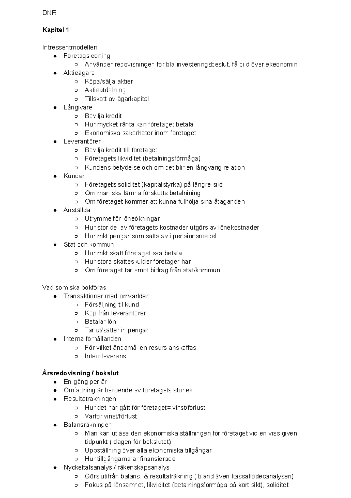 Repetition - DNR Kapitel 1 Intressentmodellen Företagsledning Använder ...
