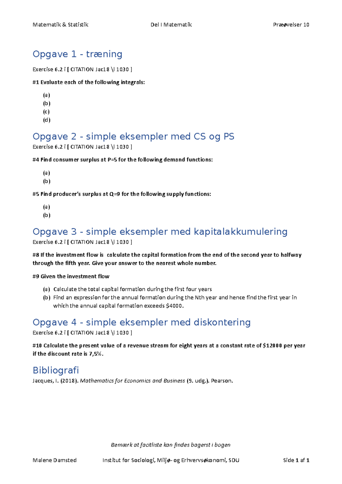 Præøvelser 10 - Præøvelser - Matematik & Statistik Del I Matematik ...