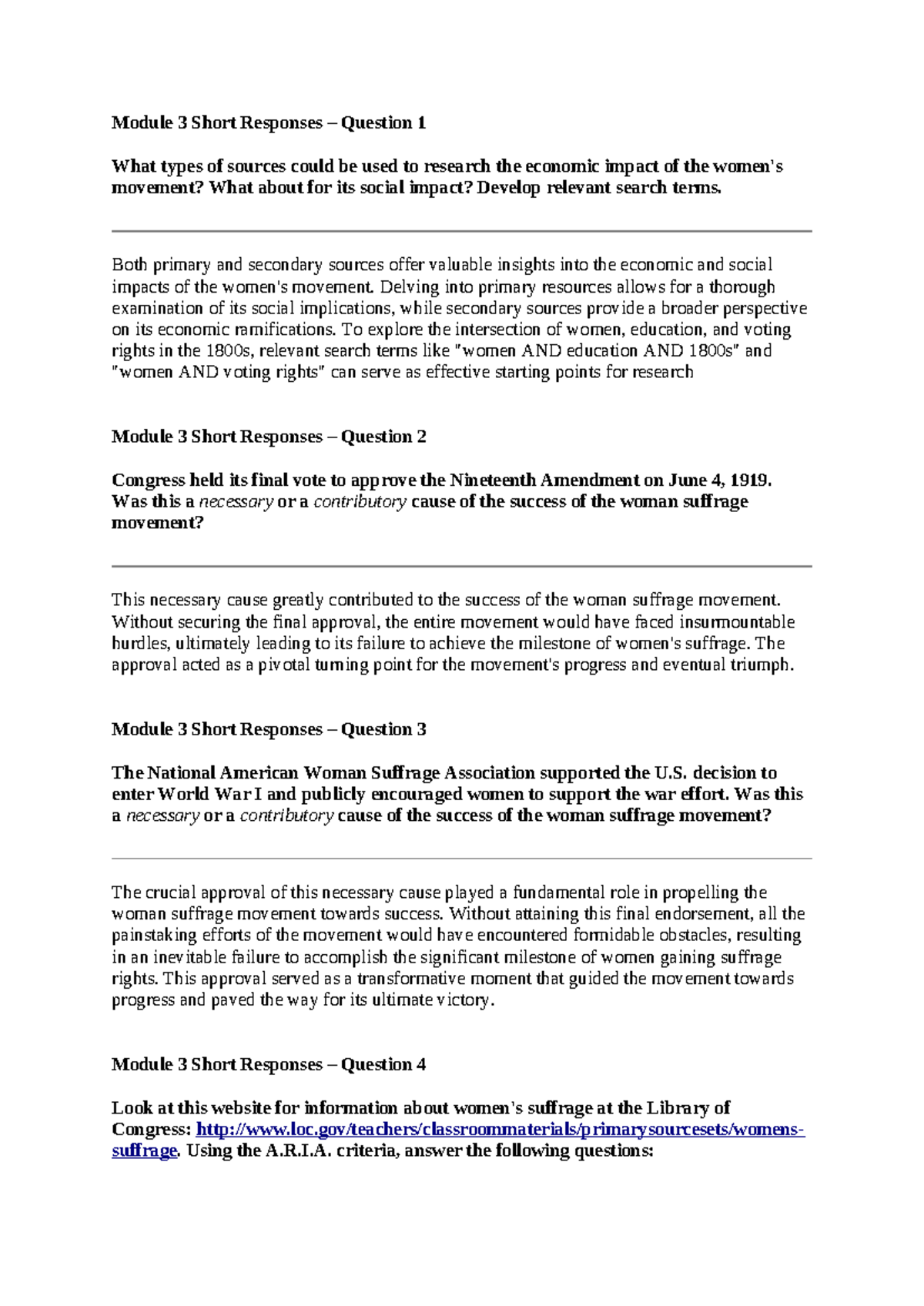 Tioni Melton HIS 200 Applied History-3 - Module 3 Short Responses ...