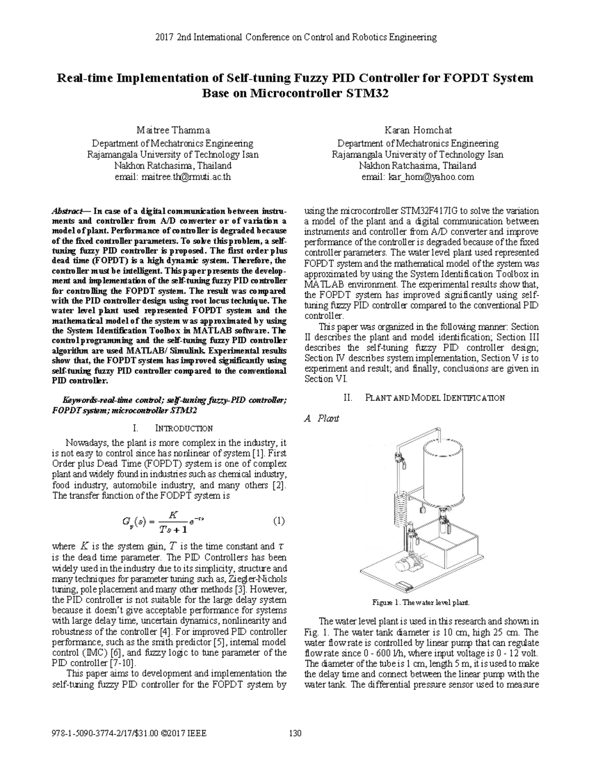 29 Real Time Implementation Of Self Tuning Fuzzy Pid Controller For