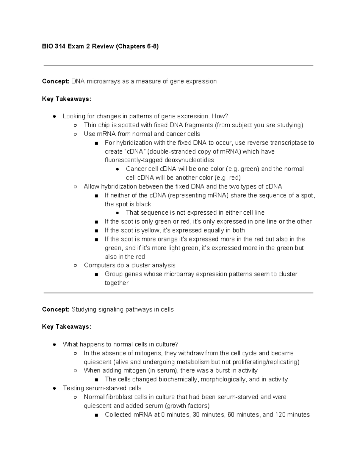 BIO 314 UGTA Exam 2 Review - BIO 314 Exam 2 Review (Chapters 6-8 ...