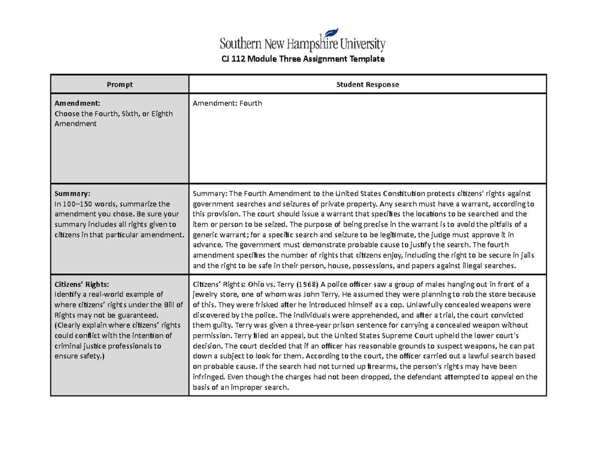 CJ 112 Module Three Assignment Template - CJ 112 Module Three Assignment Template Prompt Student ...