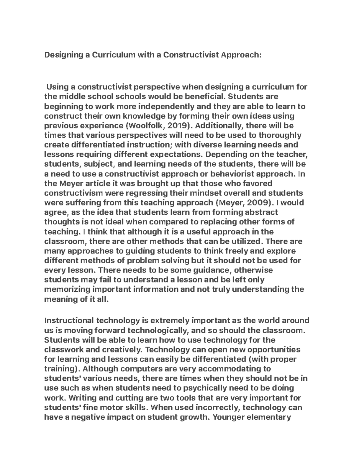 Designing a Curriculum with a Constructivist Approach: - Students are ...