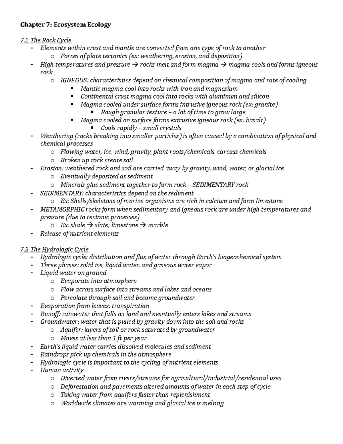 Chapter 7 (textbook) Modules 2-3 - Chapter 7: Ecosystem Ecology 7 The ...