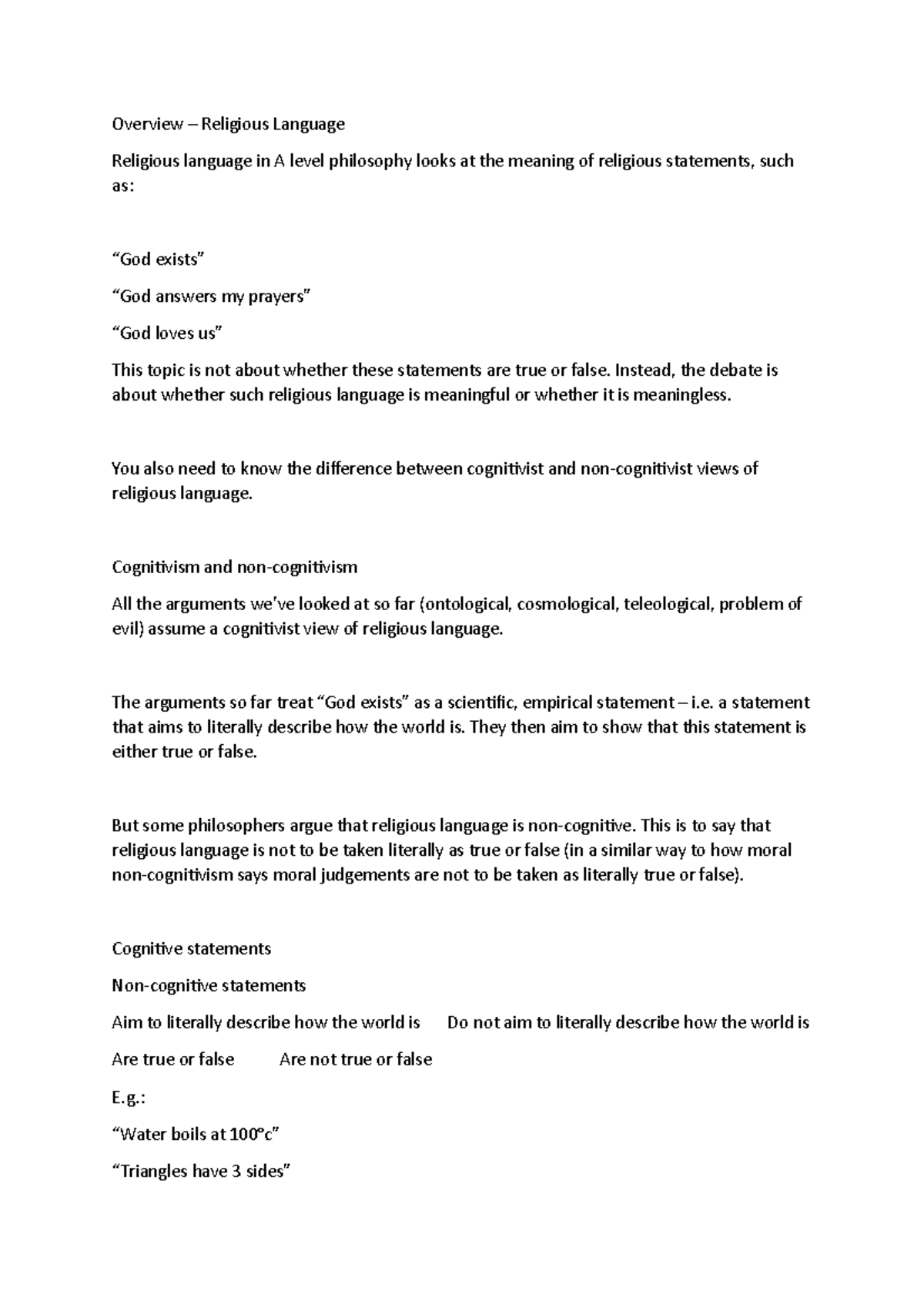 Religious language part 1 - A222 - OU - Studocu