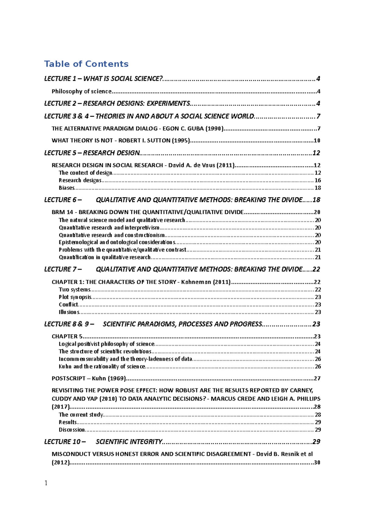 Philosophy of science notes - Table of Contents REVISITING THE POWER ...