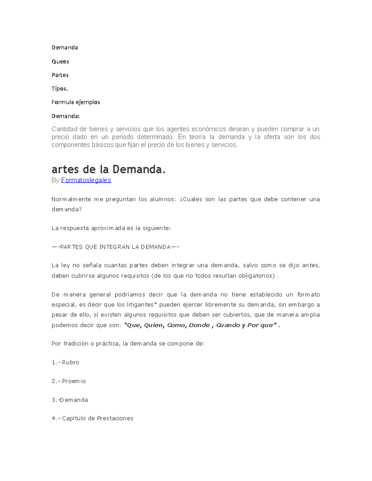 Demanda y su mejoramiento al desarrollo del derecho - Demanda Quees ...